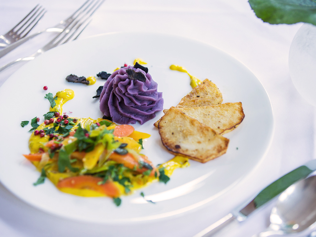 Blue Swede Puree with Saffron Carrots and Celeriac Cutlets - Ayurveda ...